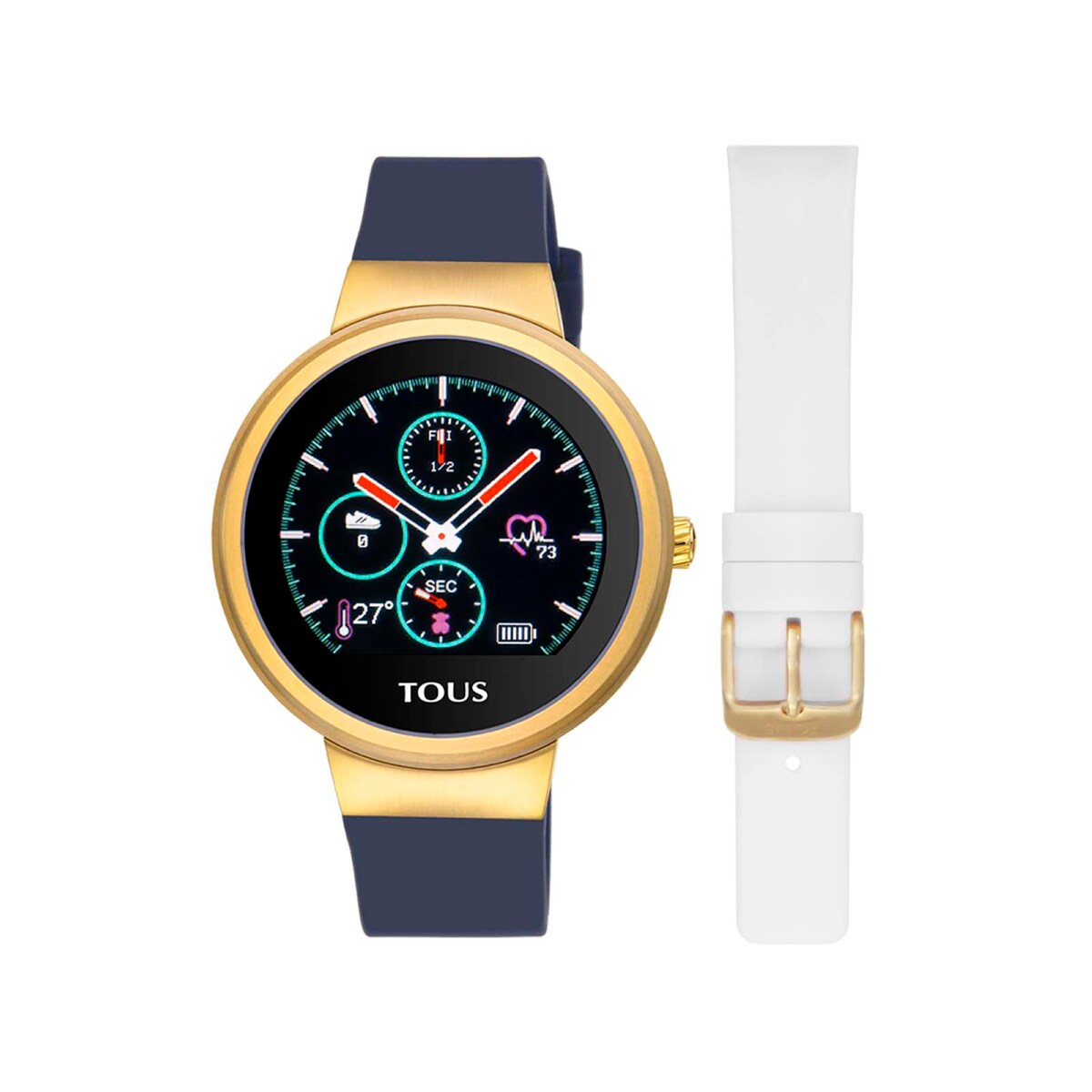 Gold IP Steel Rond Touch activity Watch with interchangeable Silicone ...