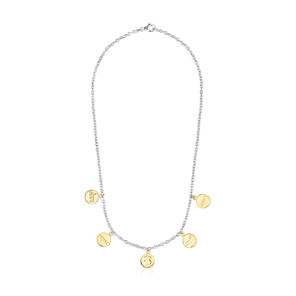 Two-toned Steel TOUS Good Vibes medallion Necklace | TOUS