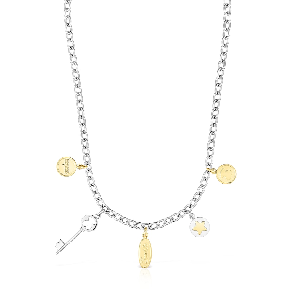 Two-toned Steel TOUS Good Vibes charms Necklace | TOUS