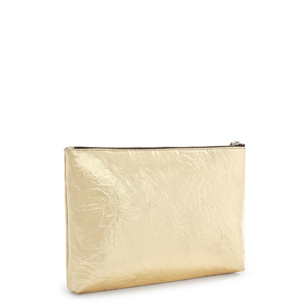 Metallic Gold-Colored Vinyl Dorp Clutch-Wallet | TOUS