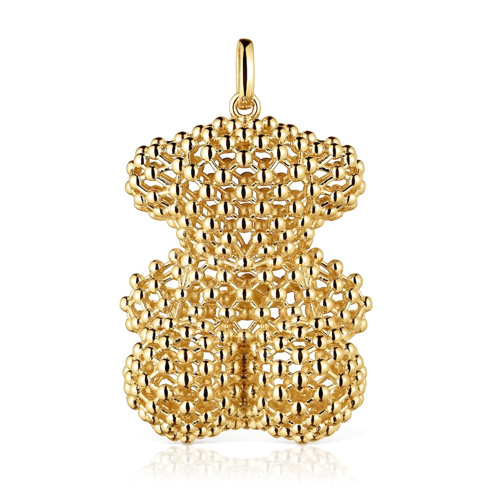 Large texturized bear Pendant, with 18 kt gold plating over silver Bold Bear | TOUS