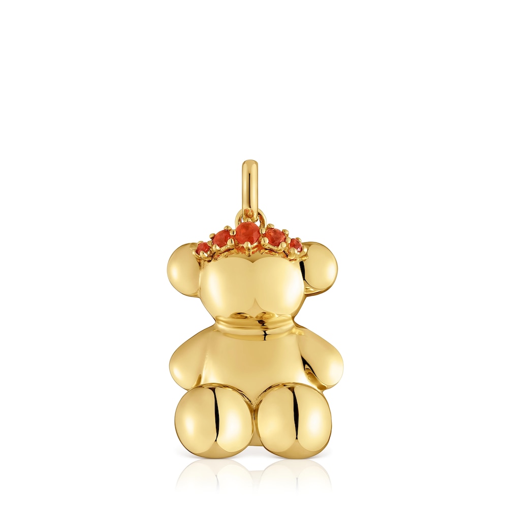 18kt gold plating over silver crown bear Pendant with carnelians TOUS Cachito Mío | TOUS