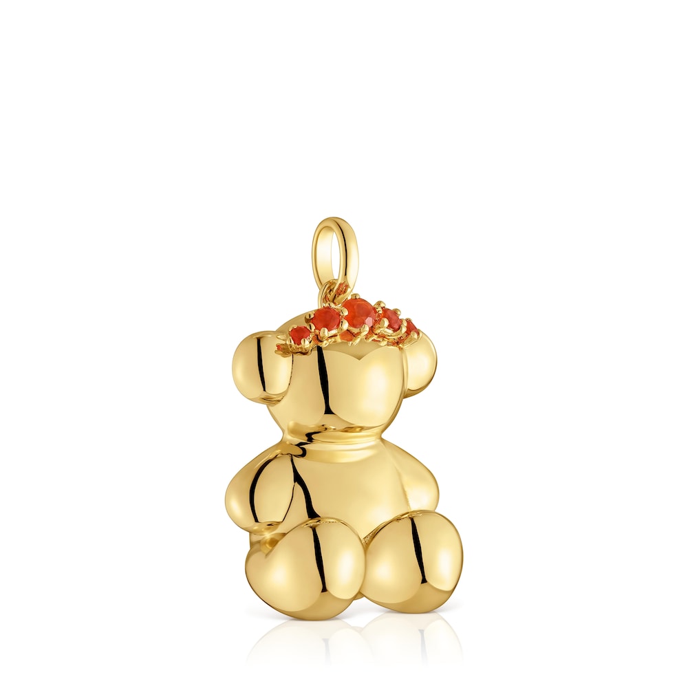 18kt gold plating over silver crown bear Pendant with carnelians TOUS Cachito Mío | TOUS