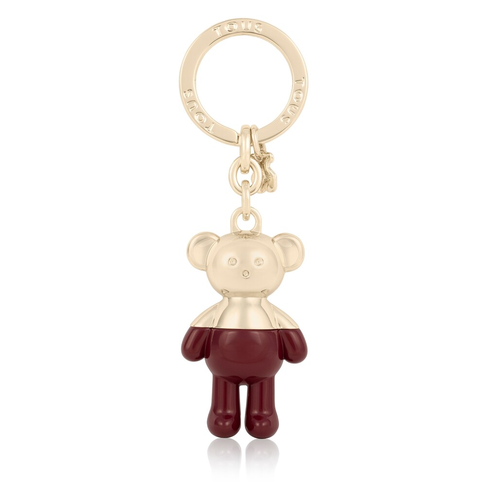 Gold- and burgundy-colored Teddy Bear Key ring | TOUS