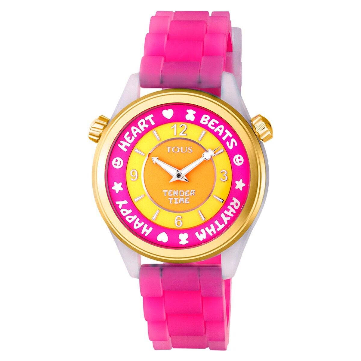 Reloj analógico TOUS Tender Time de acero con correa de silicona rosa y ...
