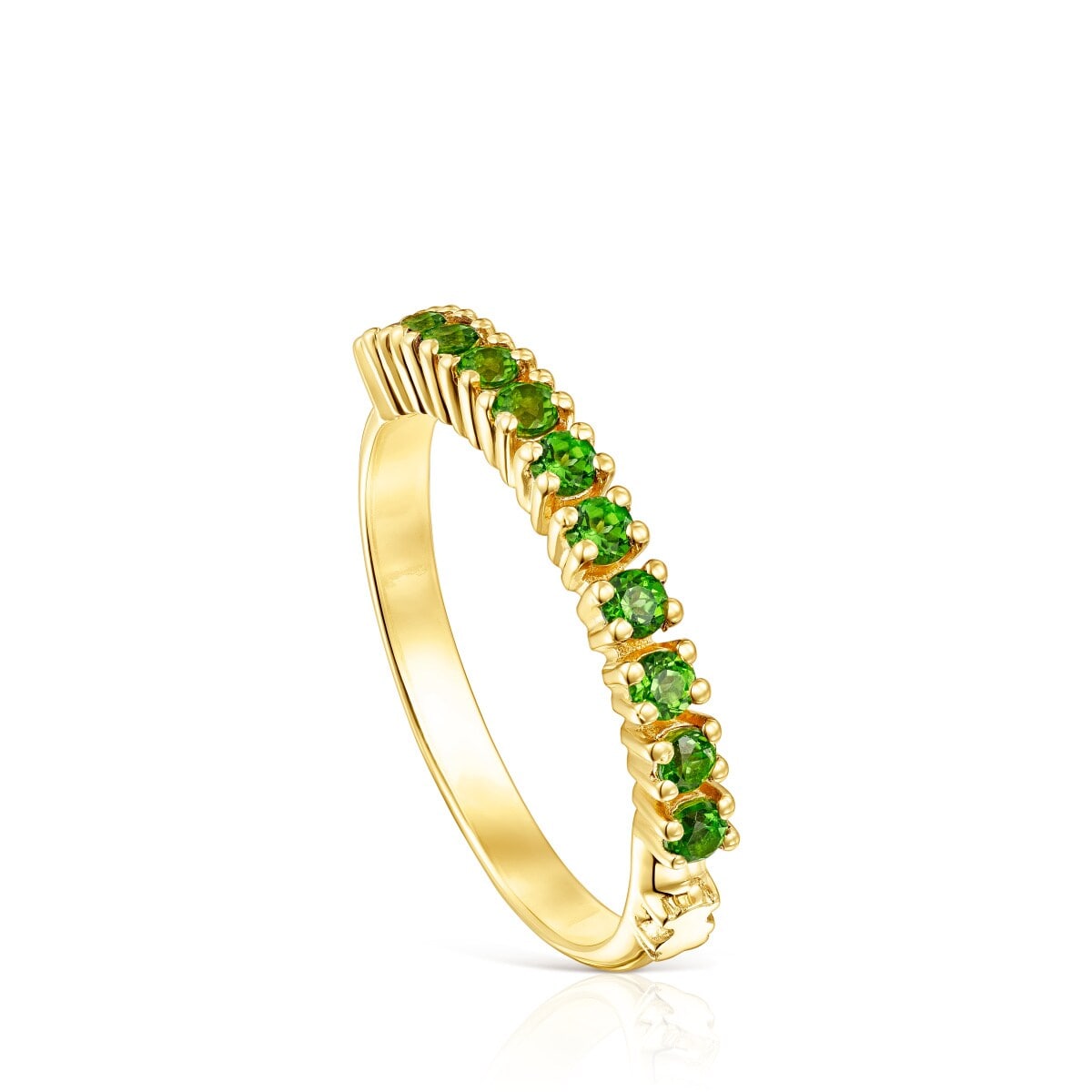 Silver vermeil TOUS Straight Half wedding ring with chrome diopsides | TOUS