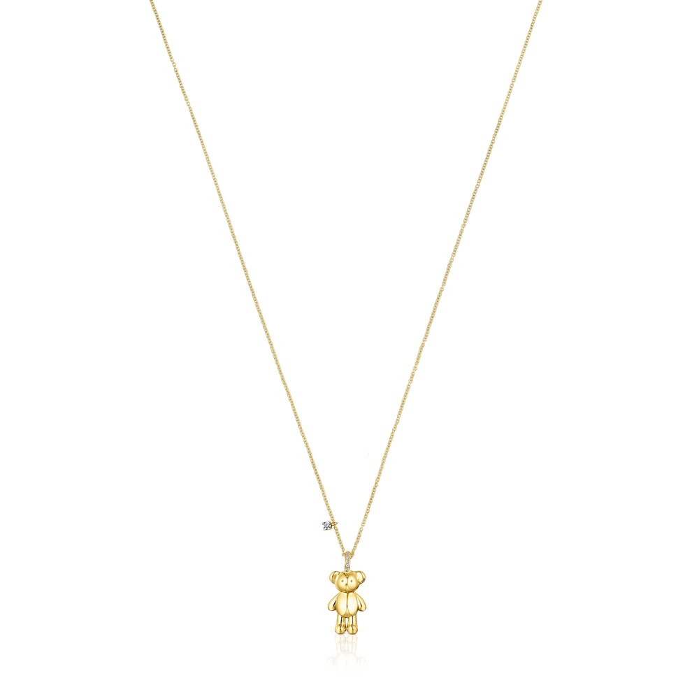 Gold TOUS Teddy Bear Necklace with diamonds | TOUS