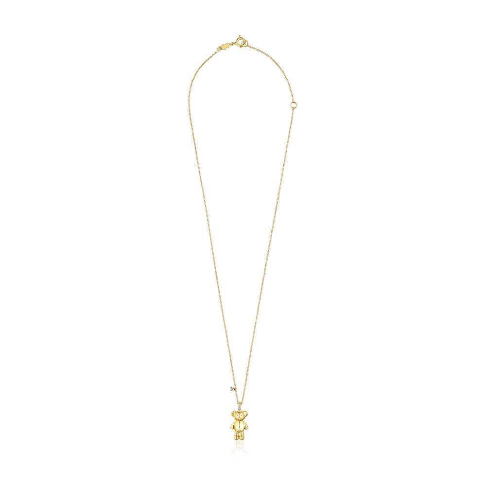 Gold TOUS Teddy Bear Necklace with diamonds | TOUS