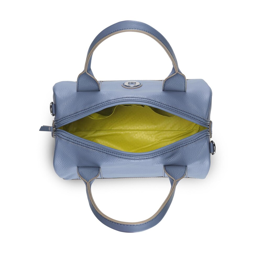 Medium denim colored Leather Andy Bowling bag | TOUS