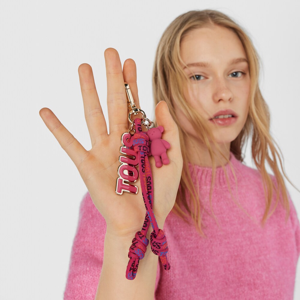 Fuchsia-colored TOUS Logo Rope Key ring | TOUS