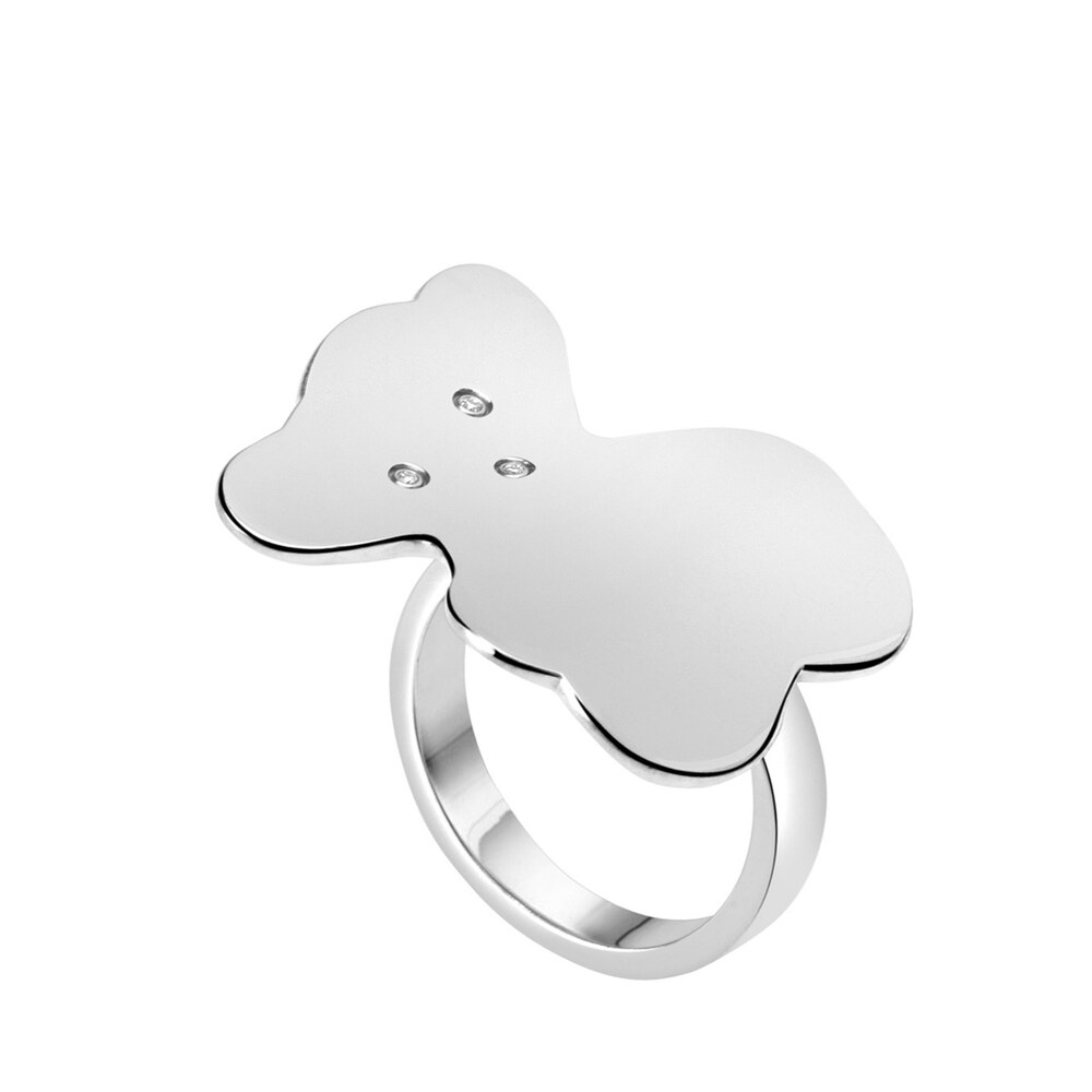 Steel TOUS Bear Ring with Diamond | TOUS