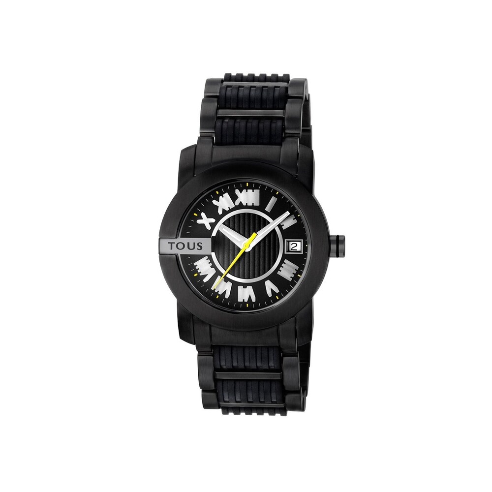Black anodized Steel Oto Round Watch | TOUS