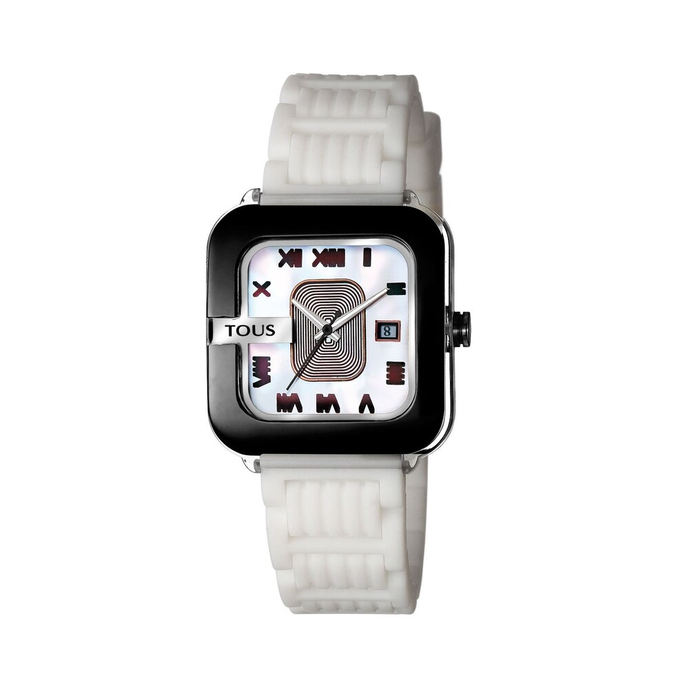 Black IP Steel Oto Watch with white Silicone strap | TOUS