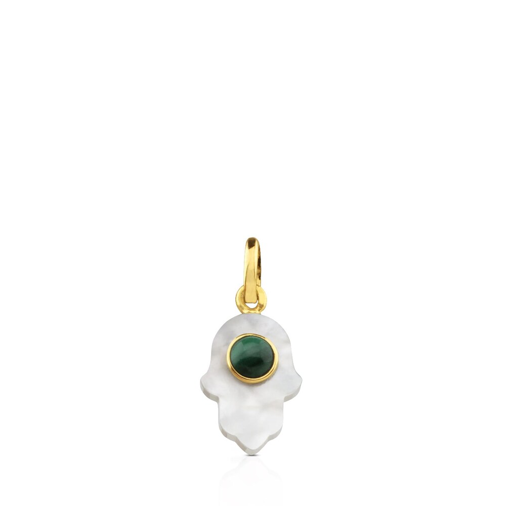 Gold Super Power Pendant with Mother-of-pearl and Malachite | TOUS