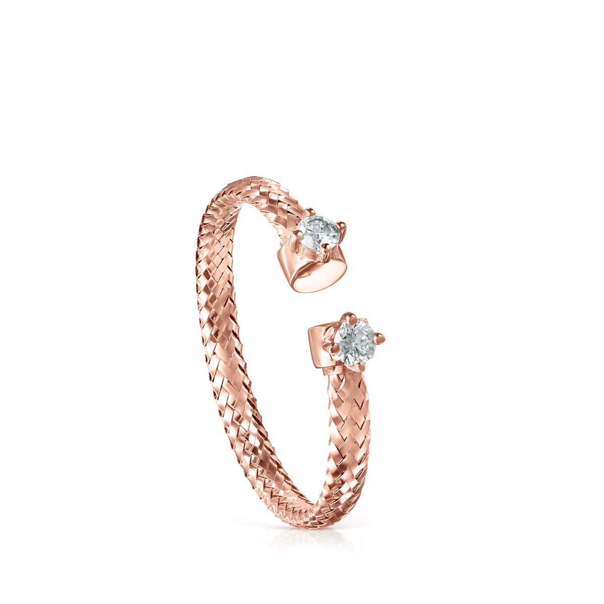 Light open Ring in 18K Rose Gold with Diamonds | TOUS
