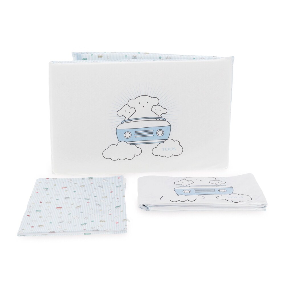 Roller cot bed clothes in sky blue | TOUS